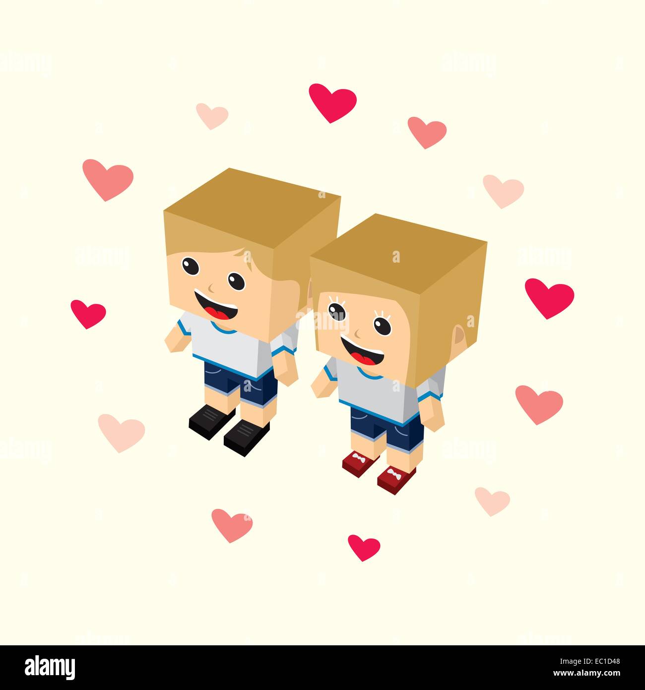 block isometric cartoon character vector illustration Stock Vector ...