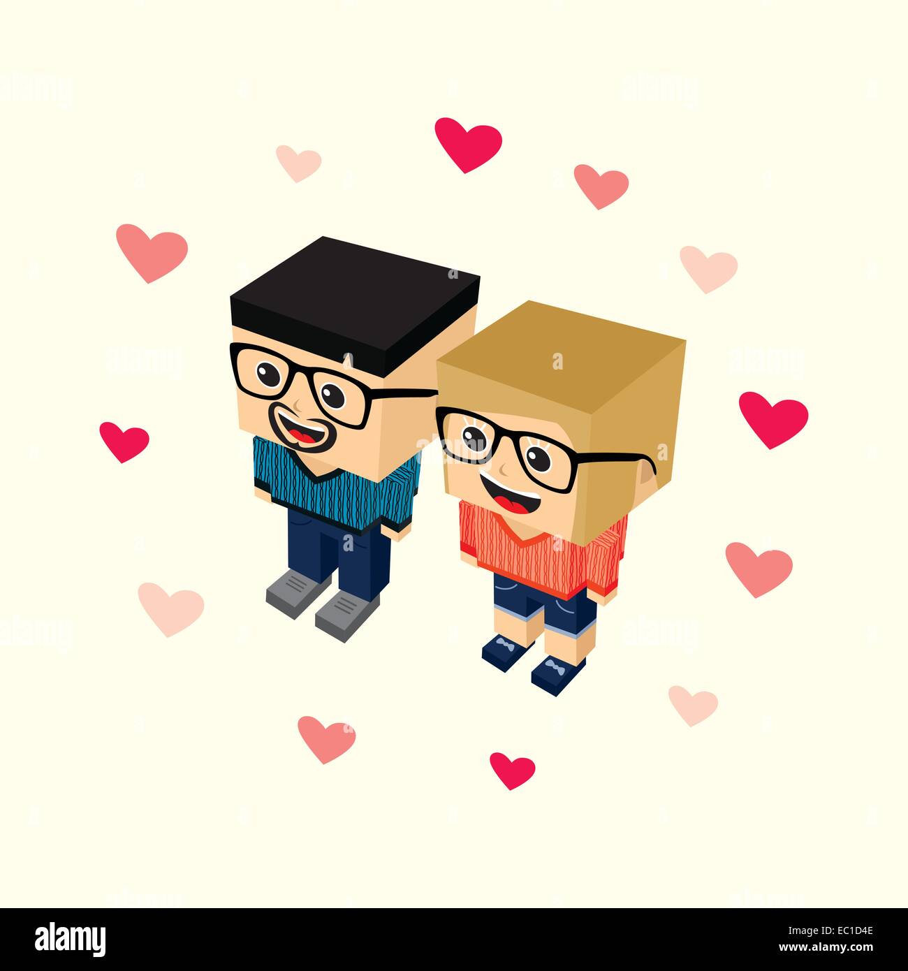 block isometric cartoon character vector illustration Stock Vector ...