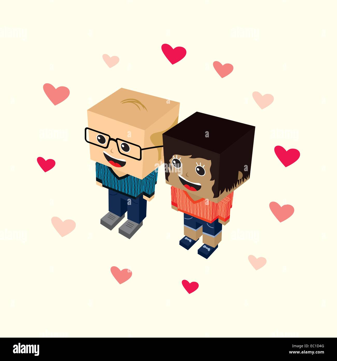 block isometric cartoon character vector illustration Stock Vector ...