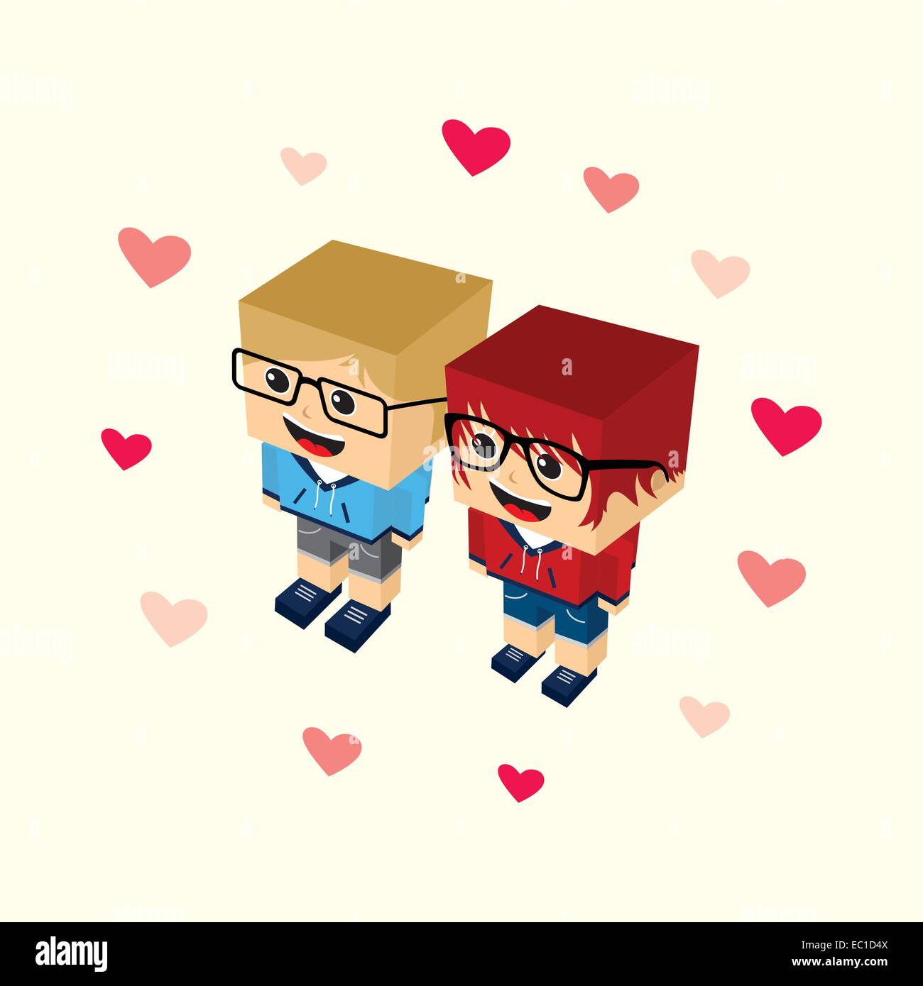 block isometric cartoon character vector illustration Stock Vector ...