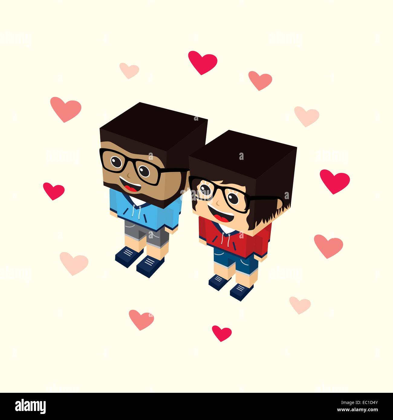 block isometric cartoon character vector illustration Stock Vector ...