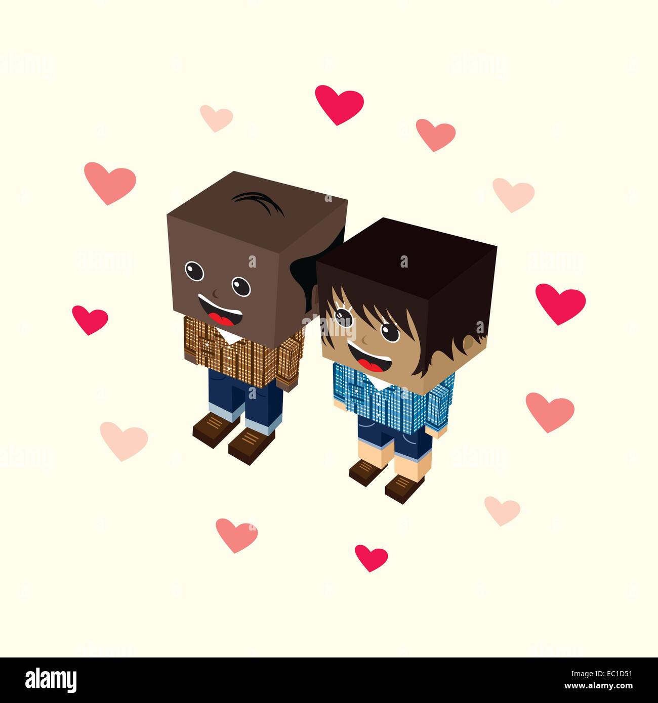 block isometric cartoon character vector illustration Stock Vector ...