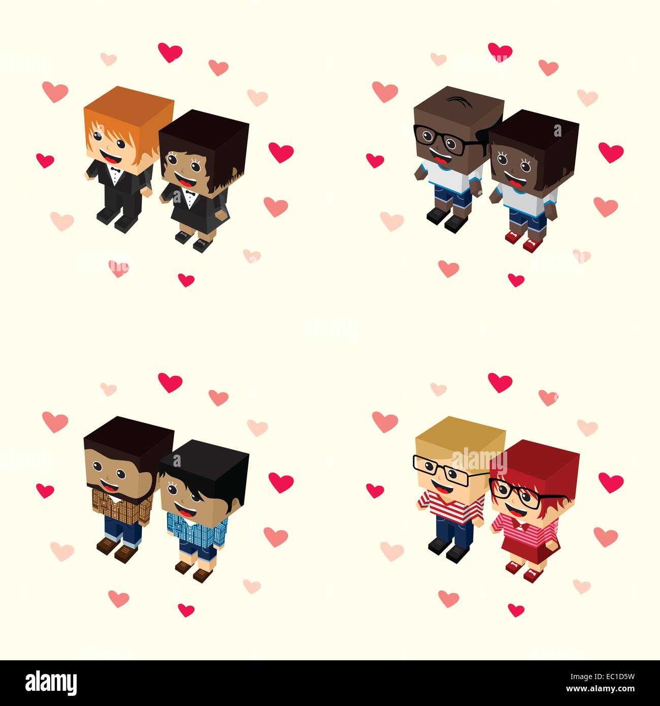 block isometric cartoon character vector illustration Stock Vector ...