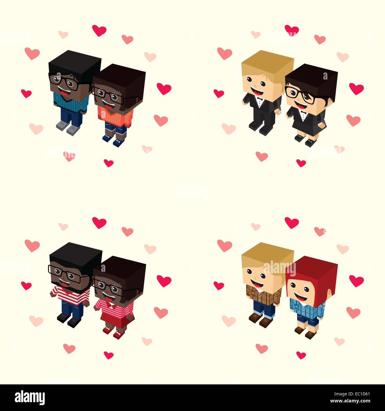 block isometric cartoon character vector illustration Stock Vector ...