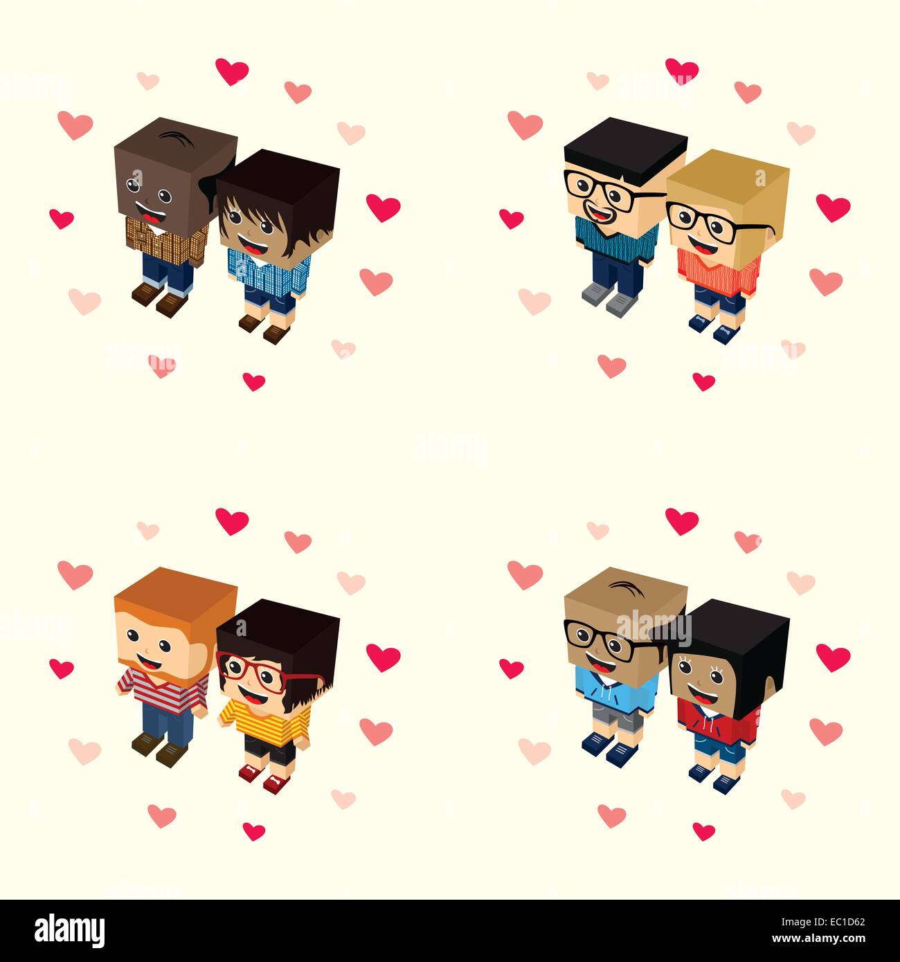 block isometric cartoon character vector illustration Stock Vector ...