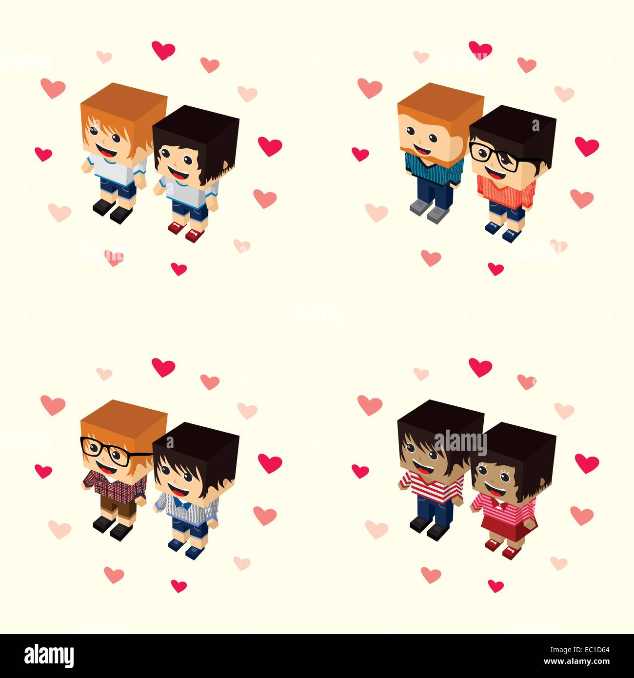 block isometric cartoon character vector illustration Stock Vector ...
