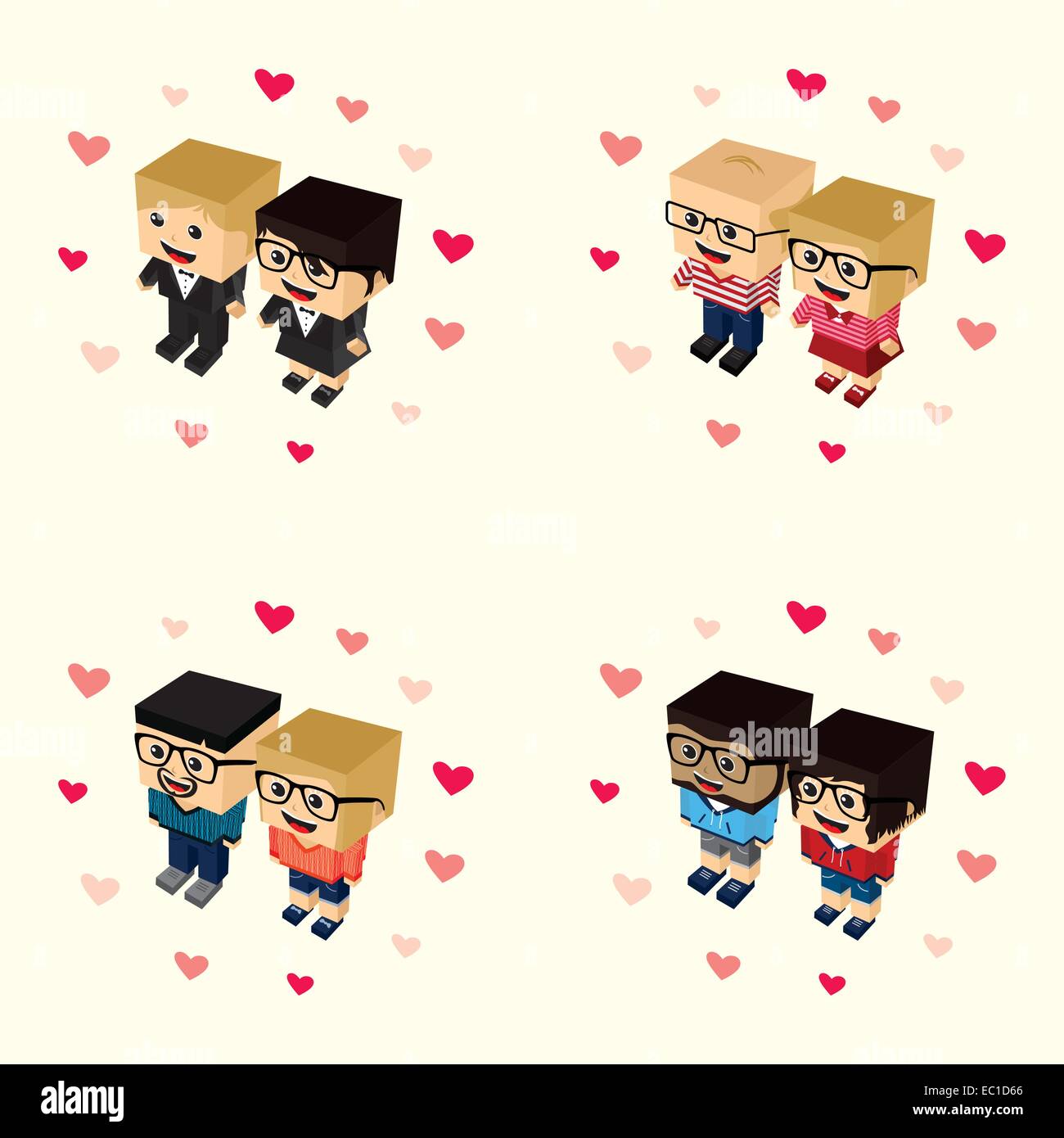 block isometric cartoon character vector illustration Stock Vector ...