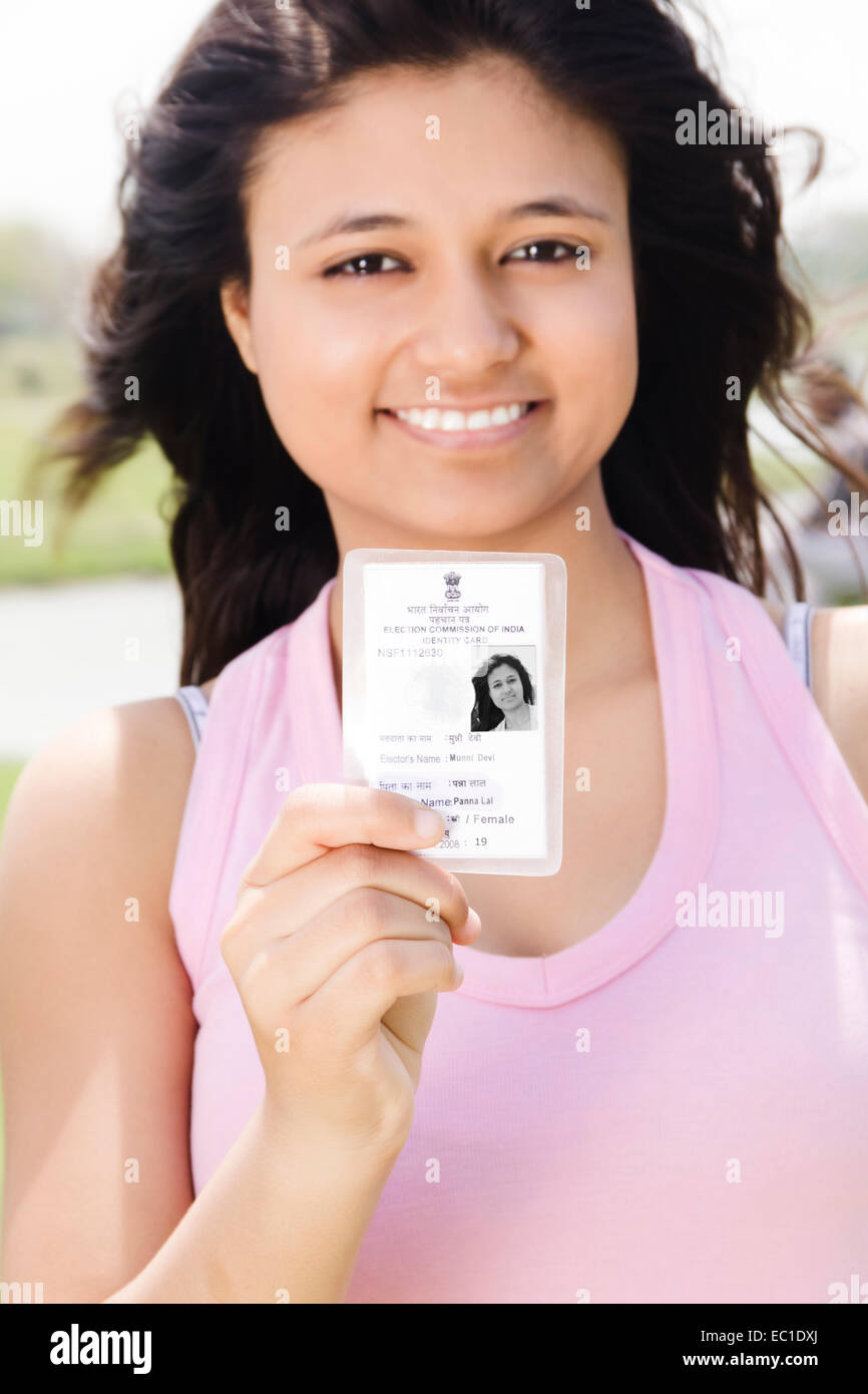 one indian lady Election Voter id card Stock Photo - Alamy