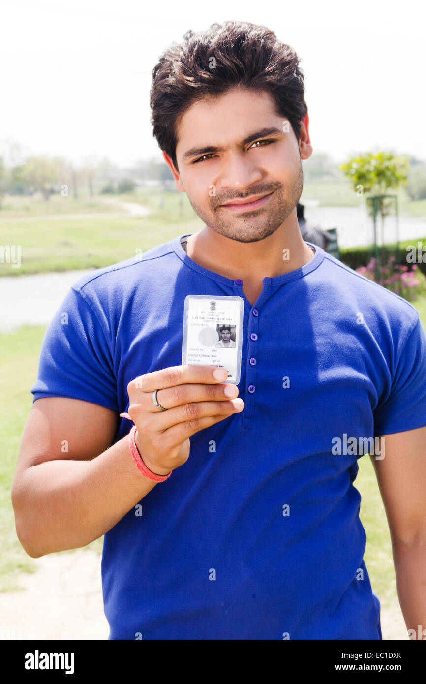 one indian man Election Voter id card Stock Photo - Alamy