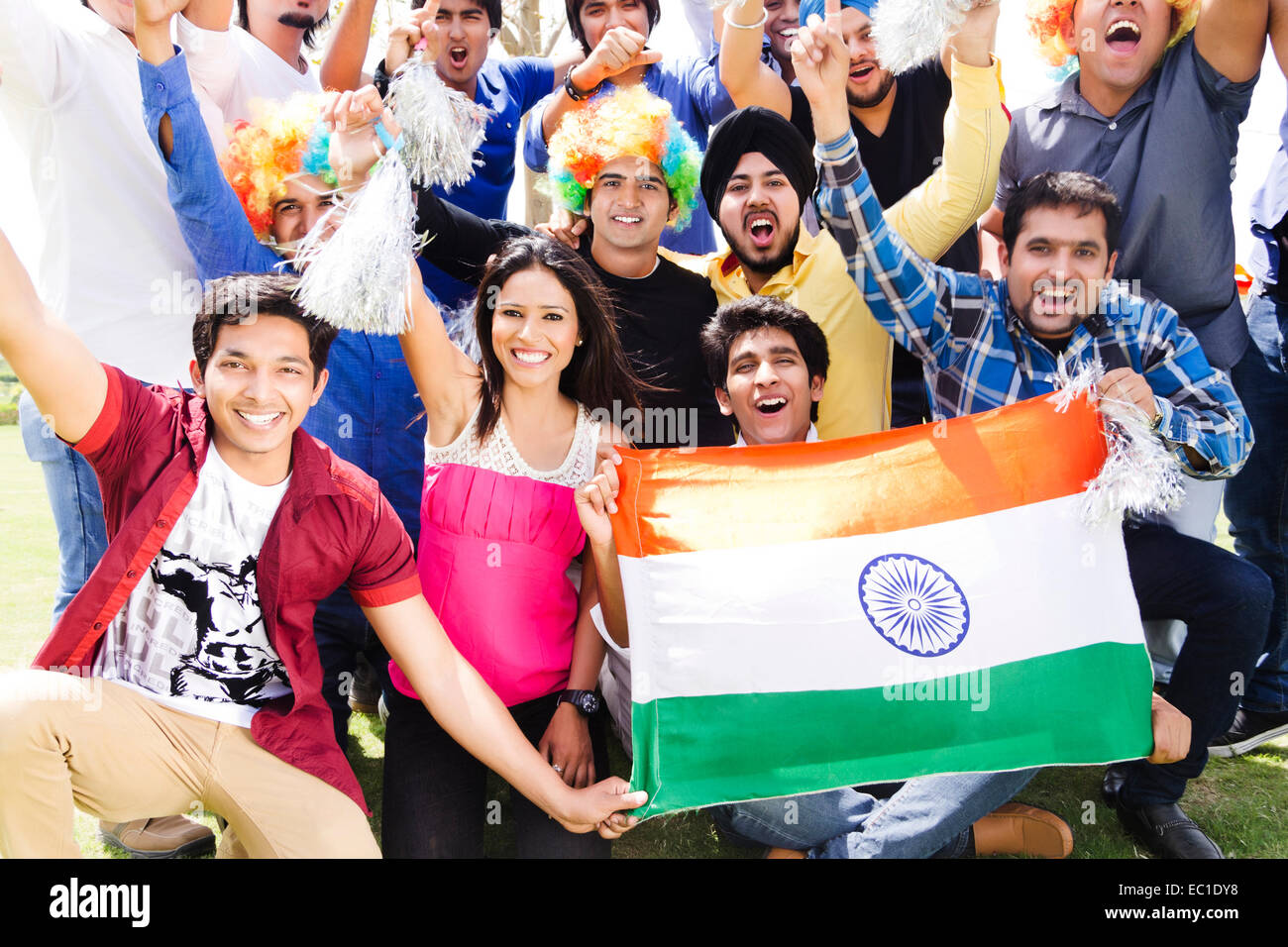 indian friends group Crowds Stadium cheer Stock Photo - Alamy