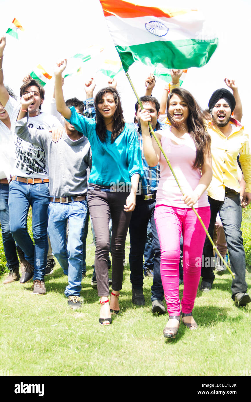 indian friends group Crowds Rally Stock Photo - Alamy
