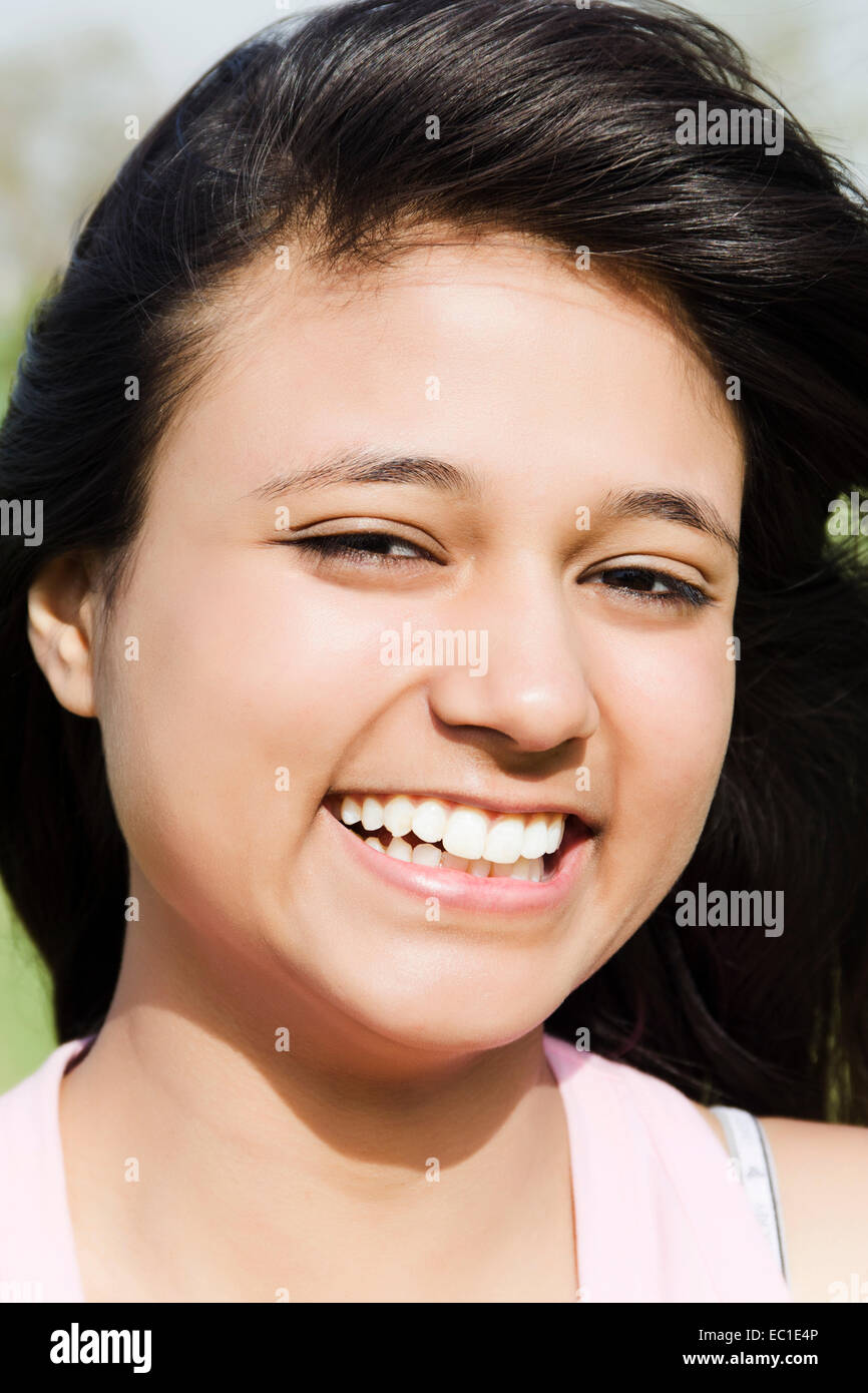 one indian Beautiful lady smiling pose Stock Photo - Alamy