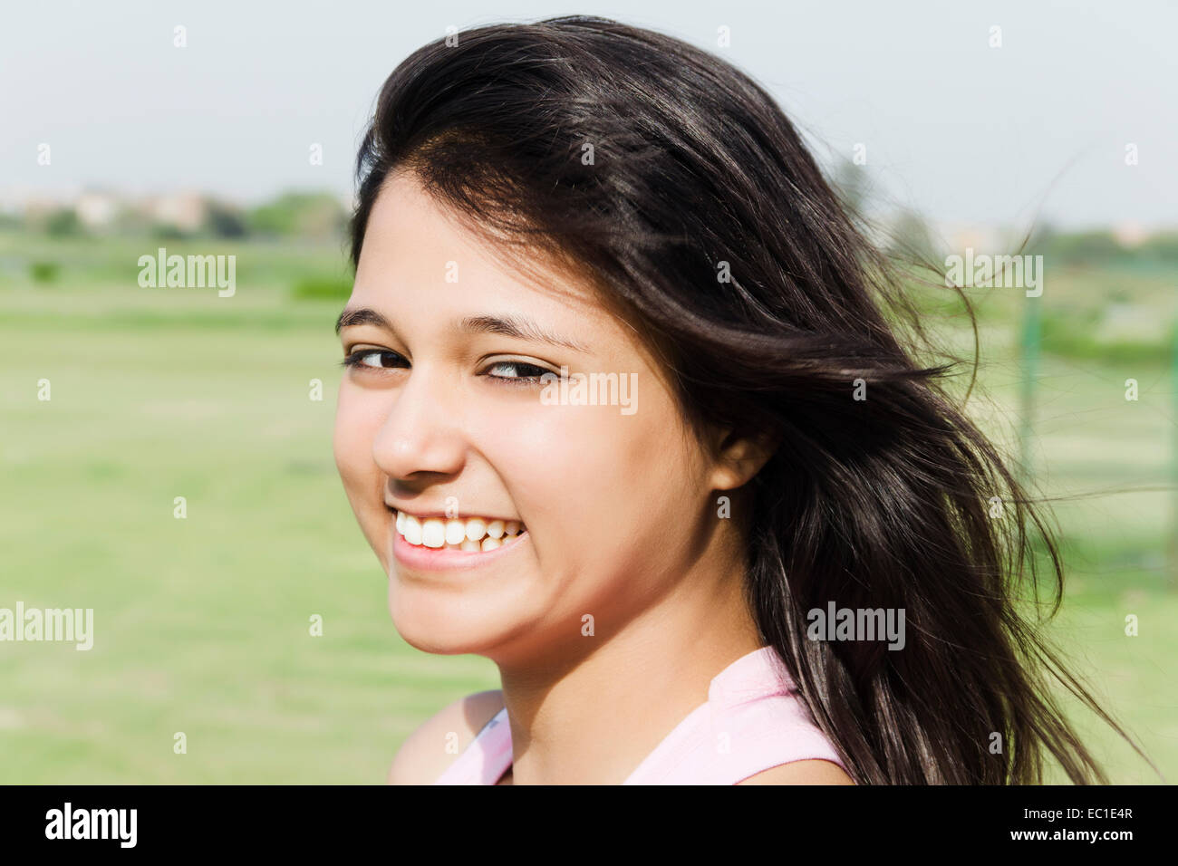 one indian Beautiful lady smiling pose Stock Photo - Alamy