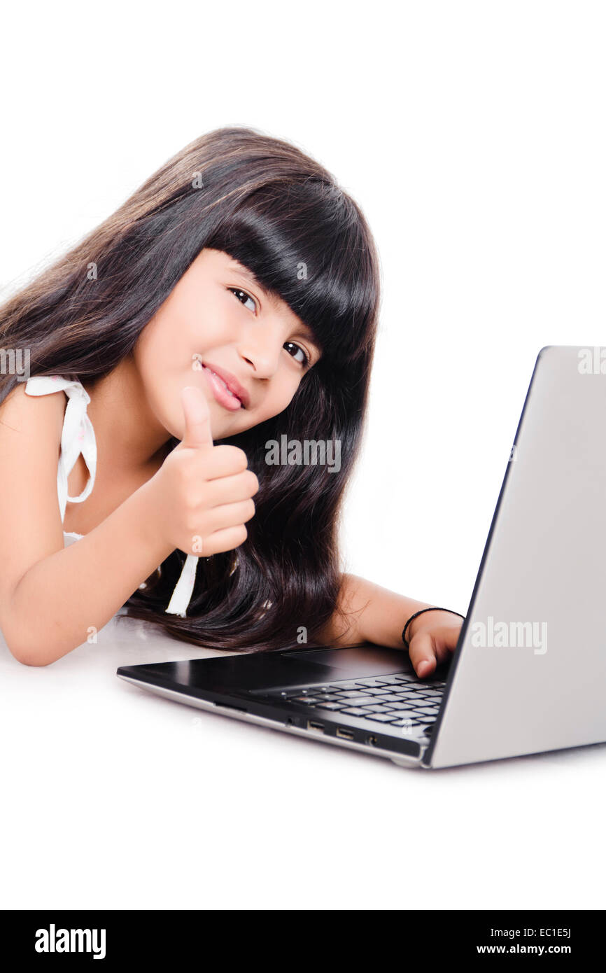 indian Beautiful child Laptop Stock Photo - Alamy