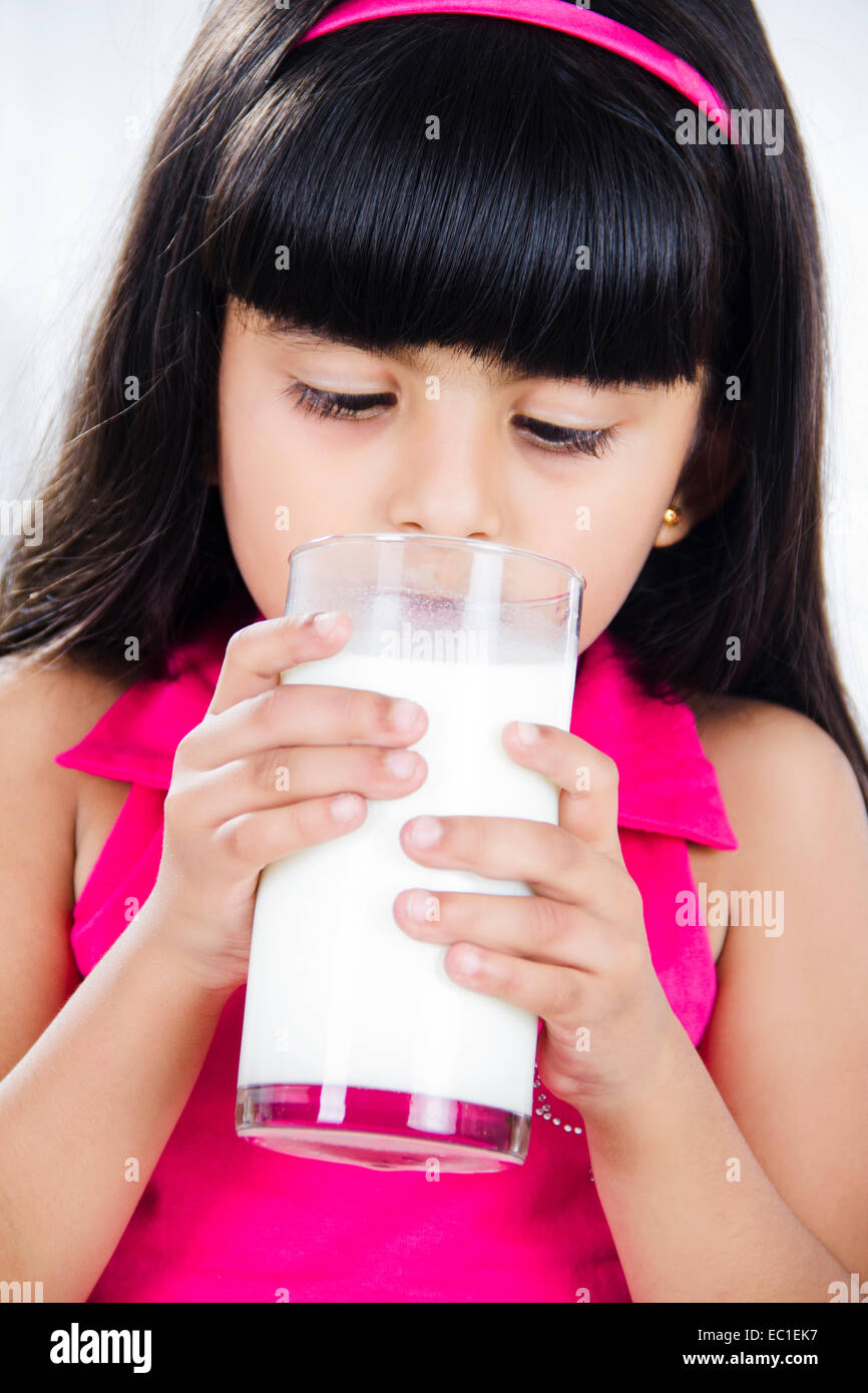 indian Beautiful Child Drinking Milk Stock Photo - Alamy