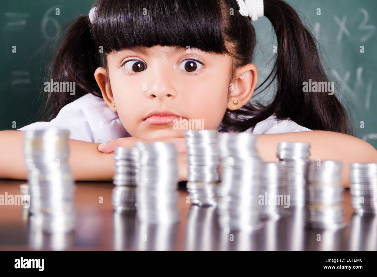 indian Beautiful child Student with Money Stock Photo - Alamy
