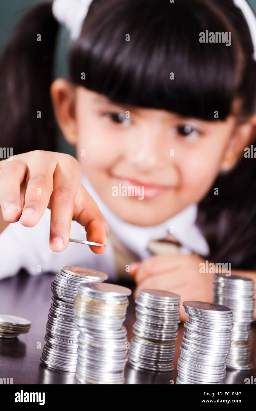 indian Beautiful child Student with Money Stock Photo - Alamy