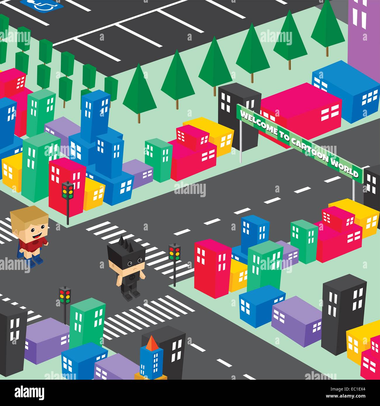 block isometric cartoon character vector illustration Stock Vector ...