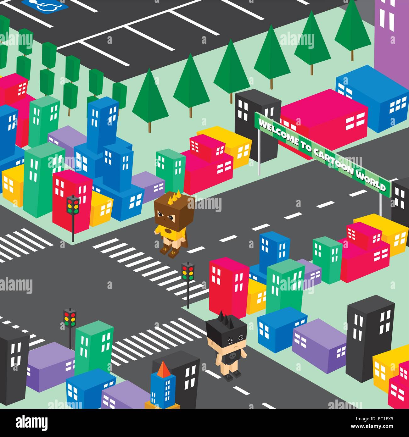 block isometric cartoon character vector illustration Stock Vector ...