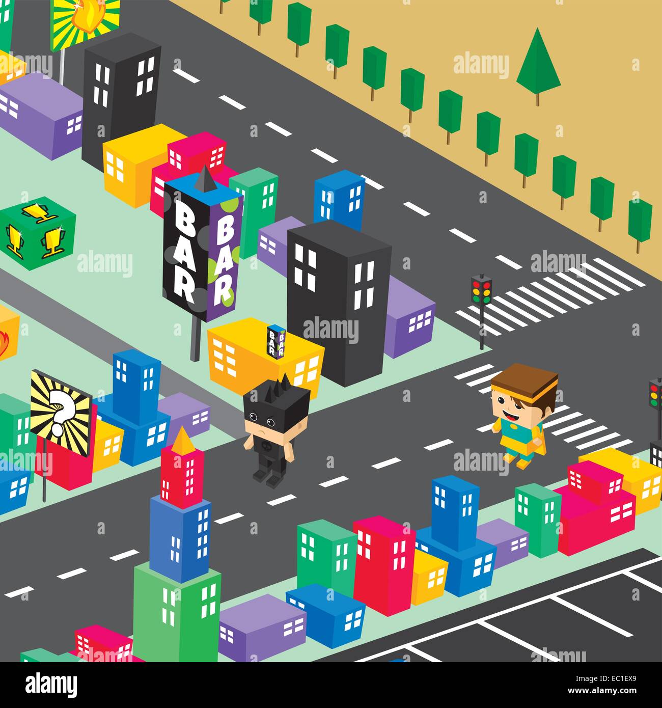 block isometric cartoon character vector illustration Stock Vector ...