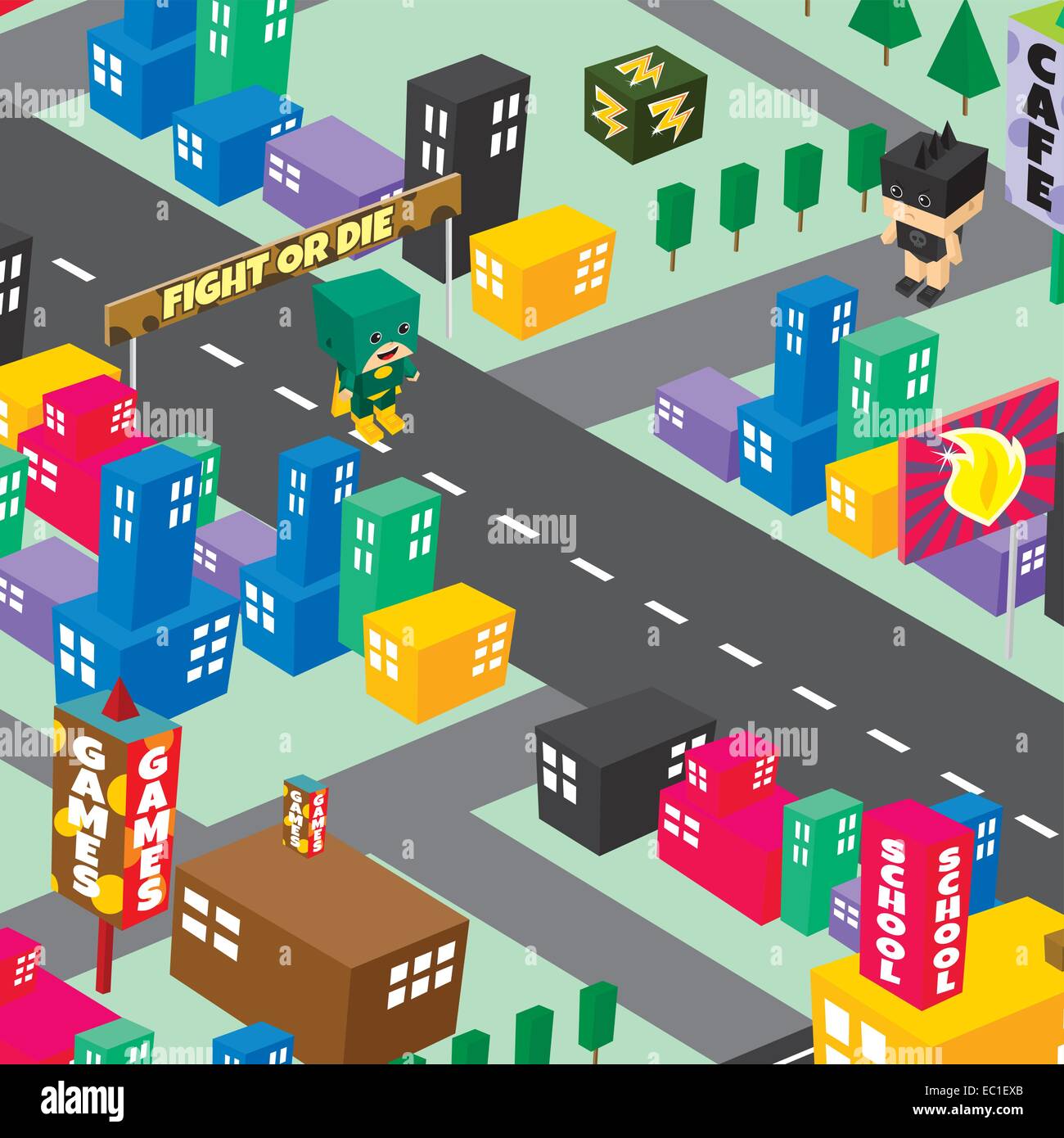 block isometric cartoon character vector illustration Stock Vector ...