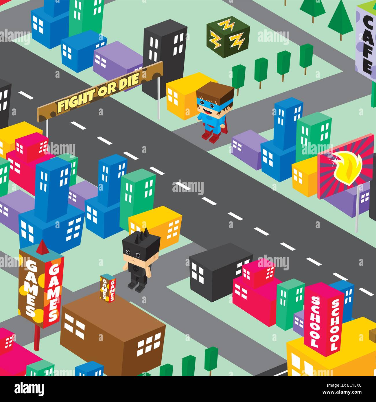 block isometric cartoon character vector illustration Stock Vector ...