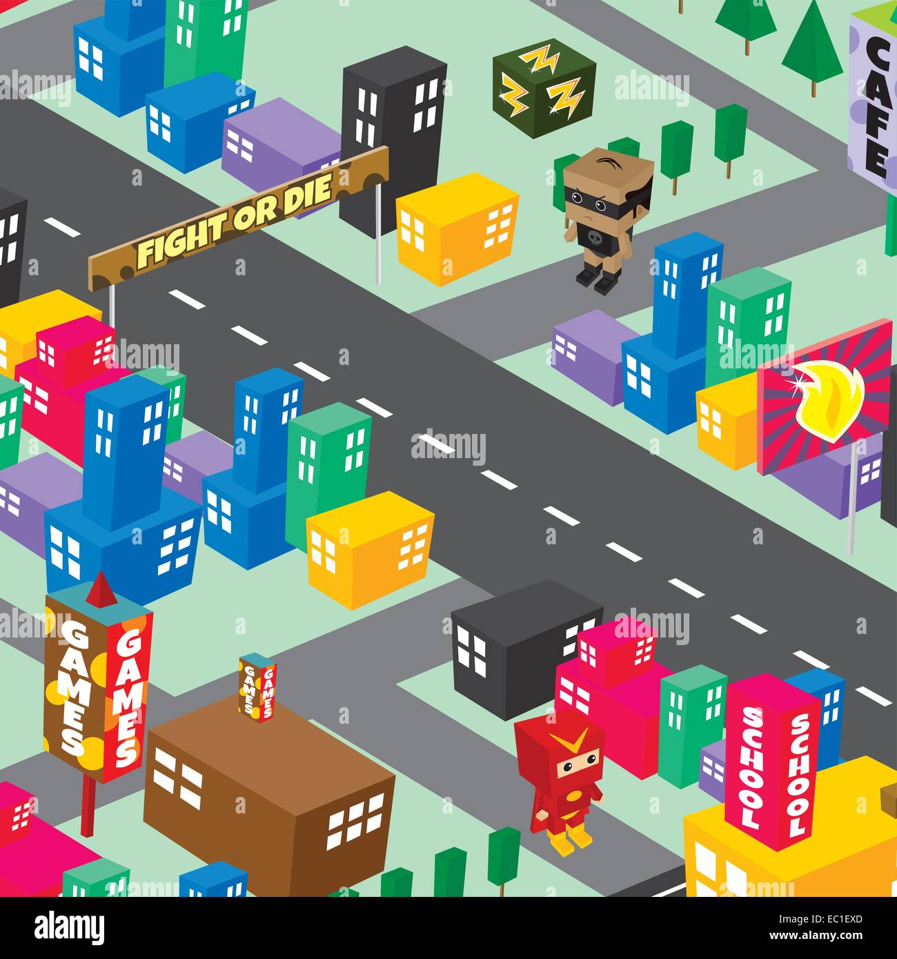 block isometric cartoon character vector illustration Stock Vector ...