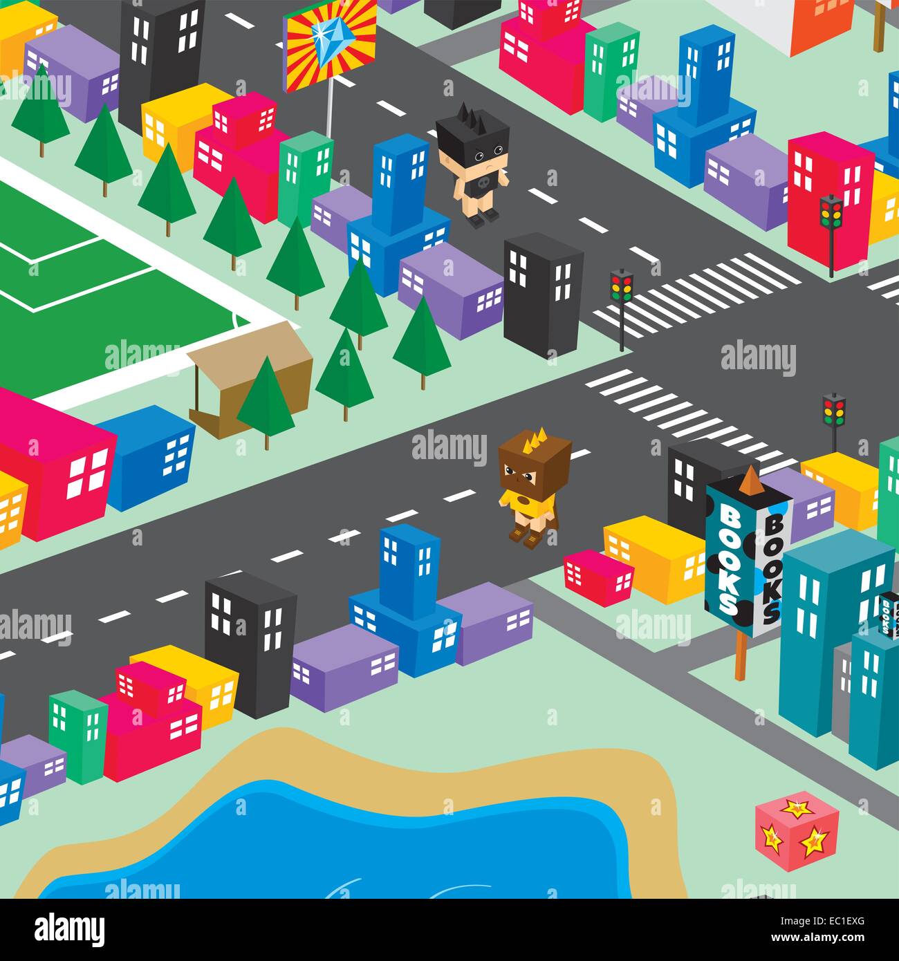 block isometric cartoon character vector illustration Stock Vector ...