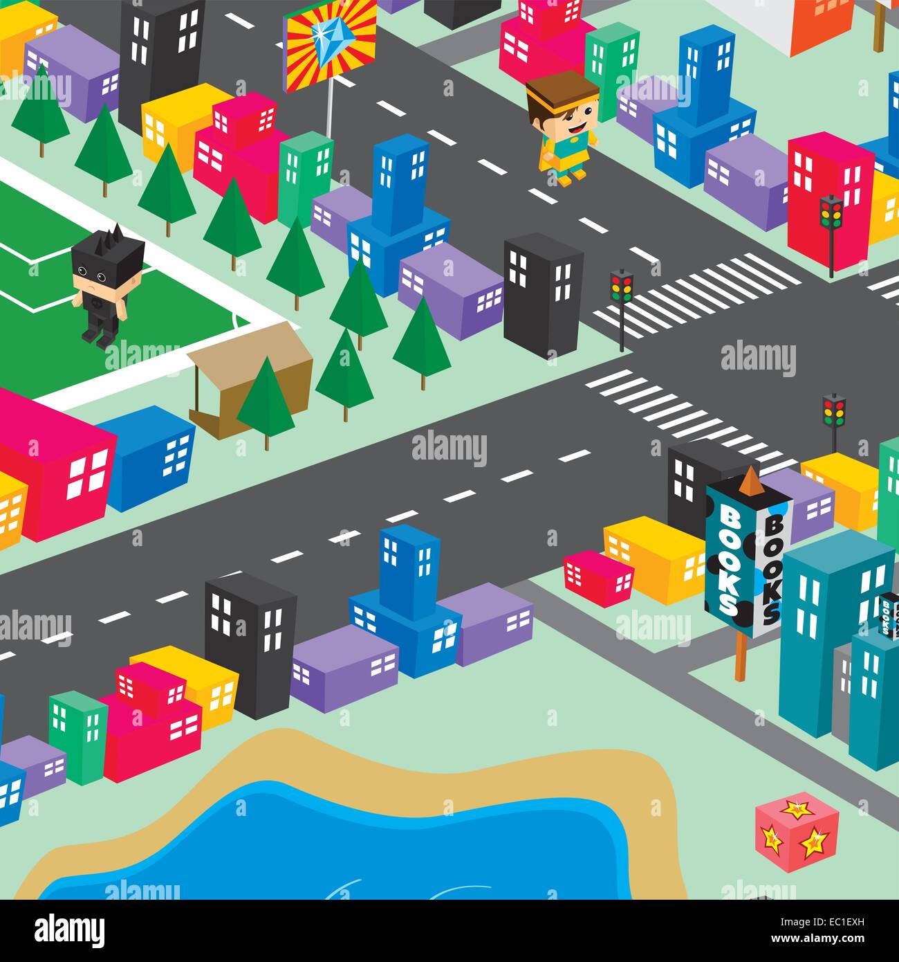 block isometric cartoon character vector illustration Stock Vector ...