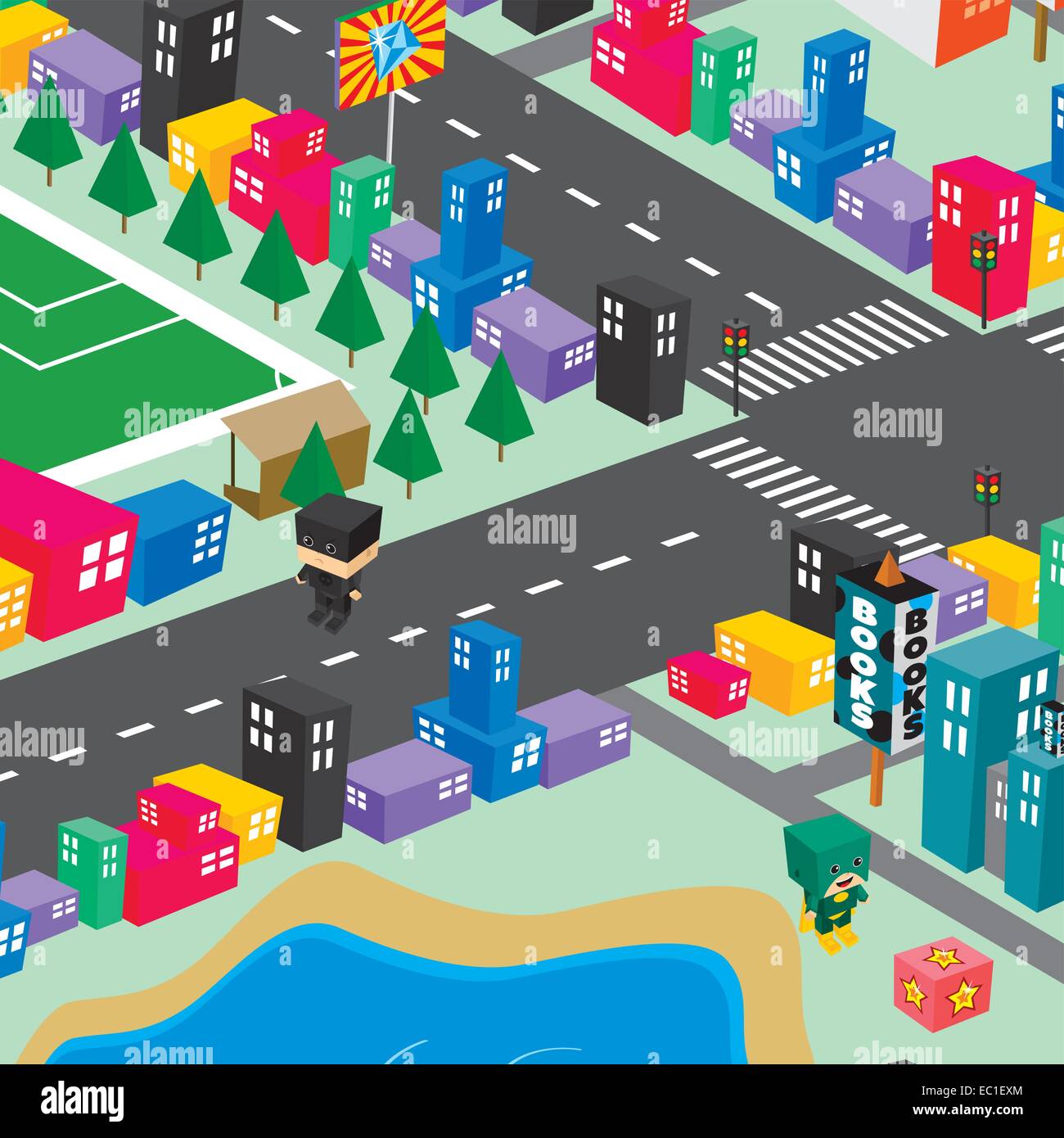 block isometric cartoon character vector illustration Stock Vector ...