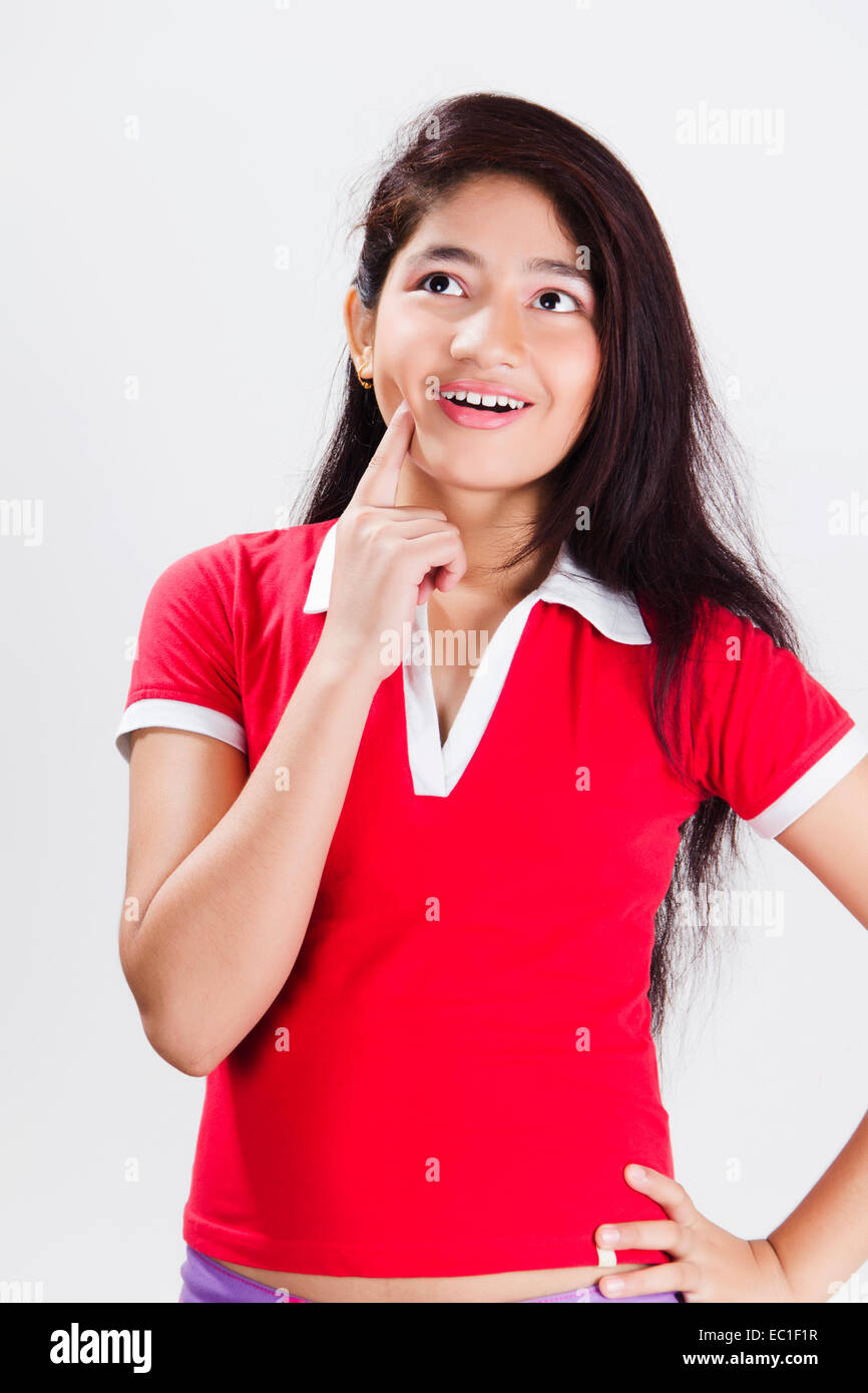 Indian beautiful girl thinking hi-res stock photography and images - Alamy