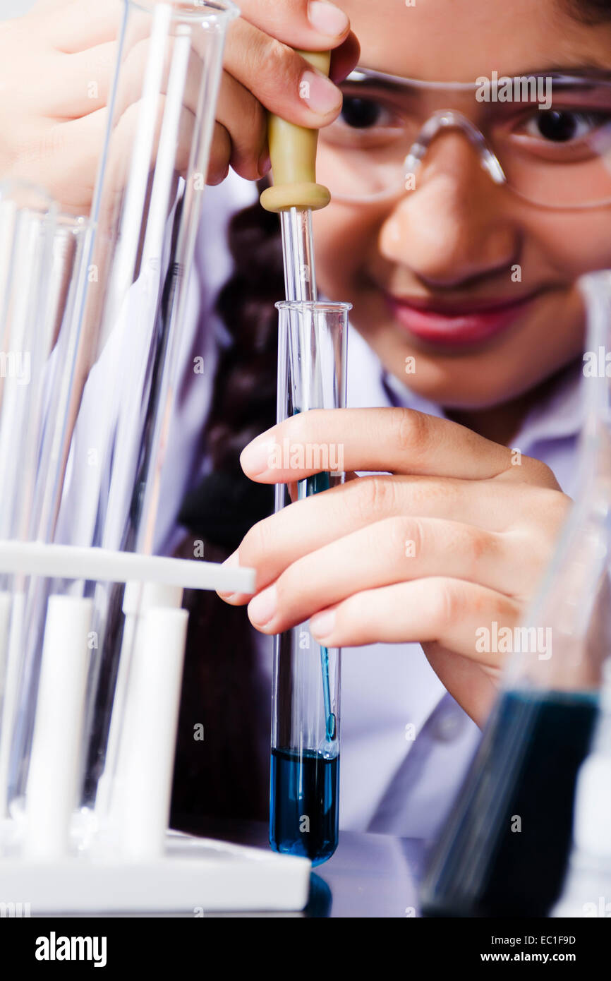 1 indian School girl Student Lab Research Stock Photo - Alamy