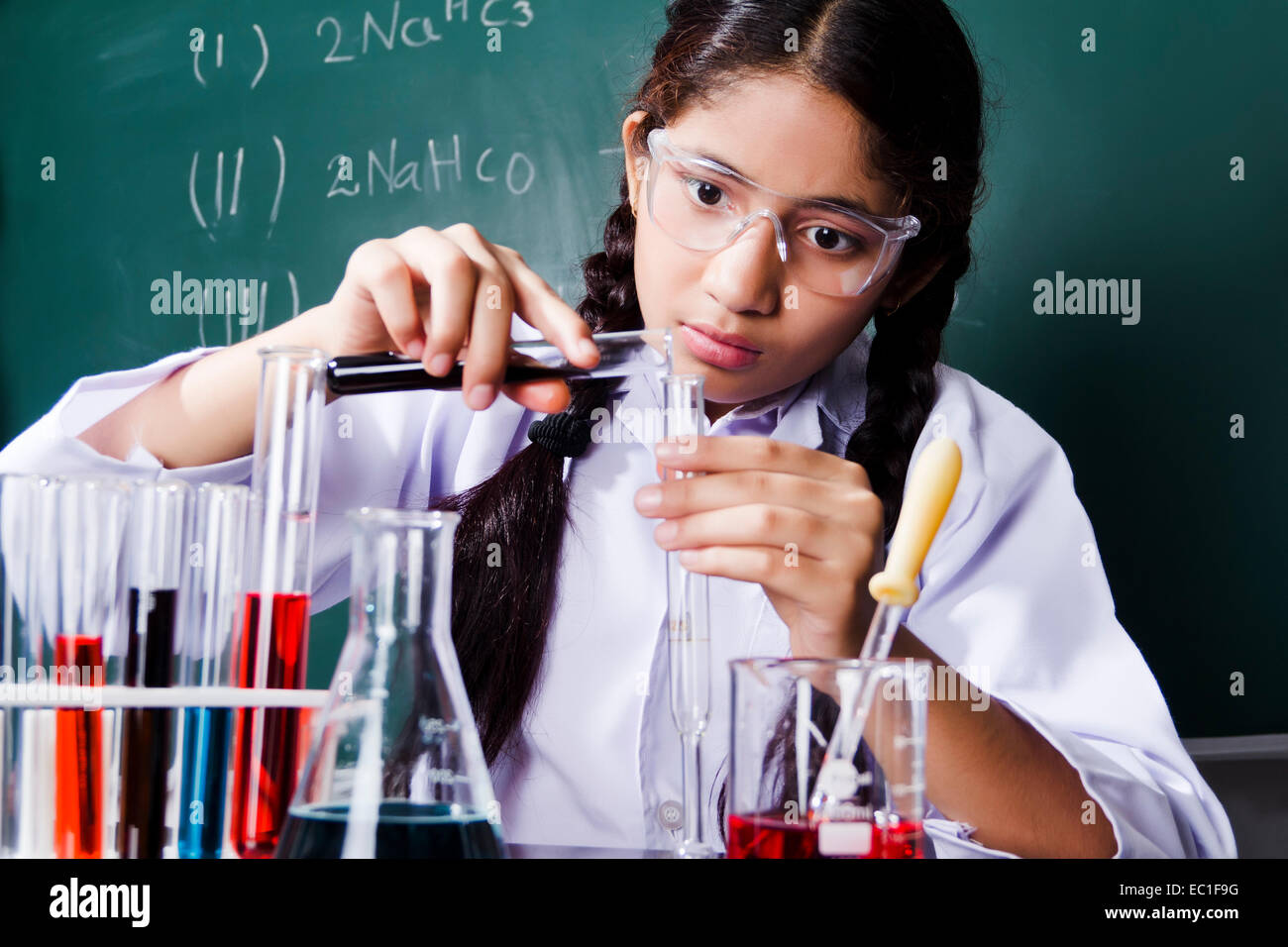 1 indian School girl Student Lab Research Stock Photo - Alamy