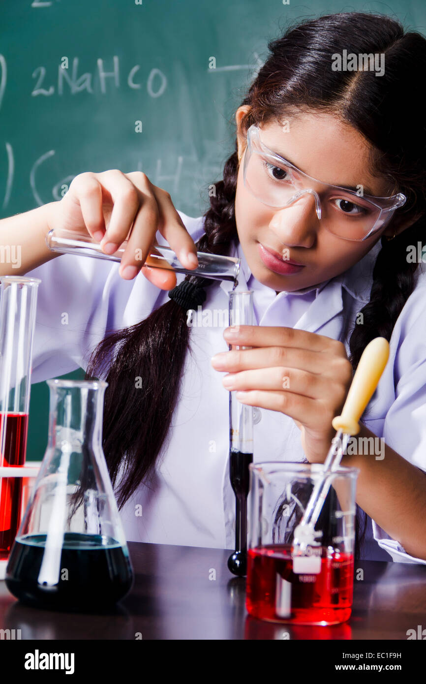 1 indian School girl Student Lab Research Stock Photo - Alamy