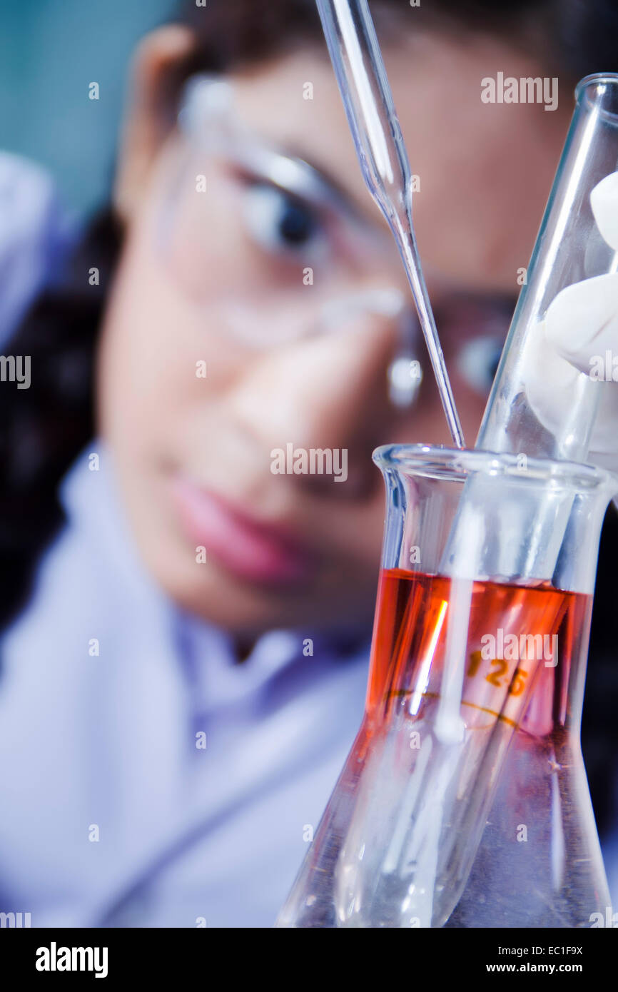1 indian School girl Student Lab Research Stock Photo - Alamy
