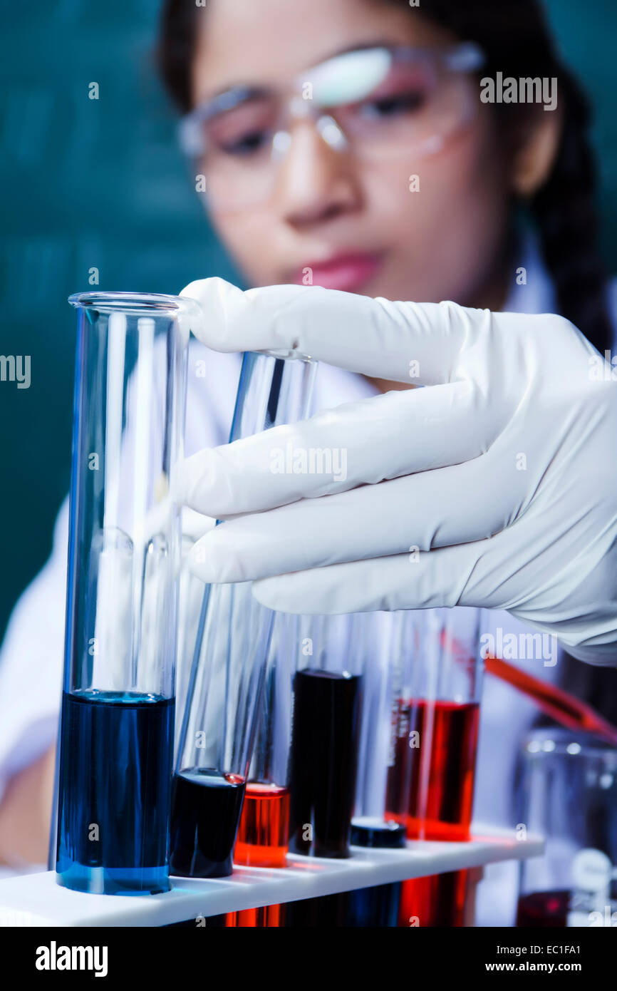 1 indian School girl Student Lab Research Stock Photo - Alamy