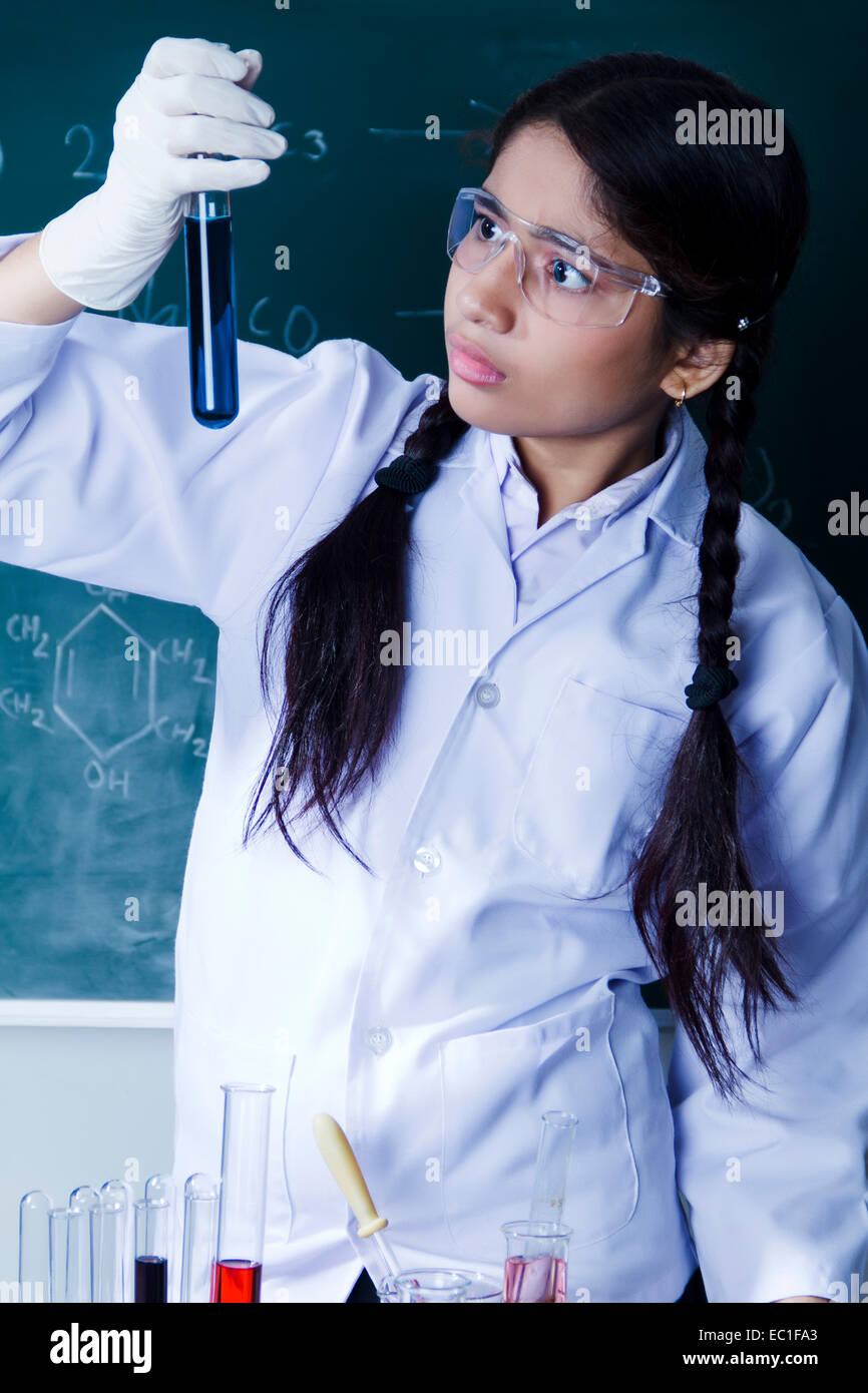 1 indian School girl Student Lab Research Stock Photo - Alamy