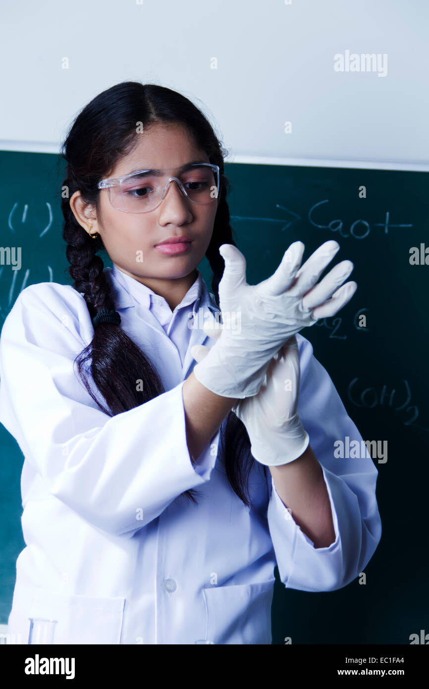 1 indian School girl Student Lab Research Stock Photo - Alamy