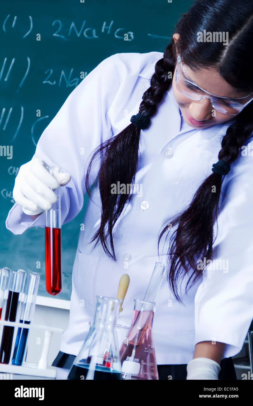 1 indian School girl Student Lab Research Stock Photo - Alamy
