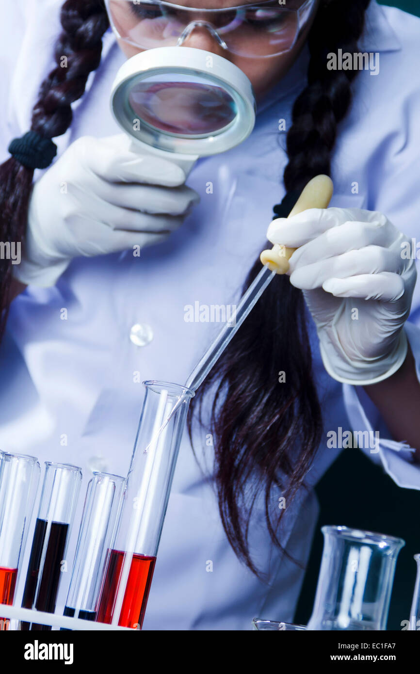 1 indian School girl Student Lab Research Stock Photo - Alamy