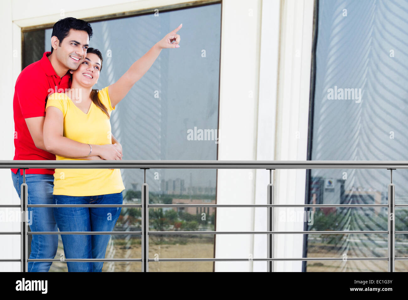 indian married couple Balcony side showing Stock Photo - Alamy