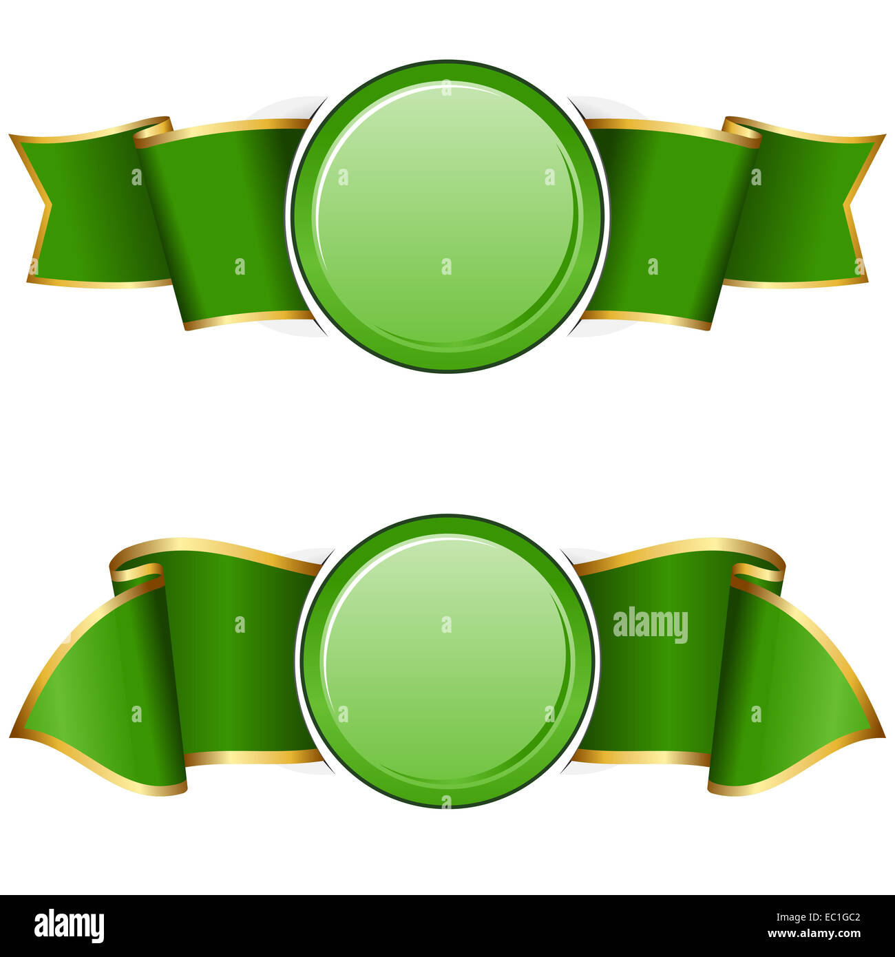 Green round frame with ribbon on white background Stock Photo - Alamy