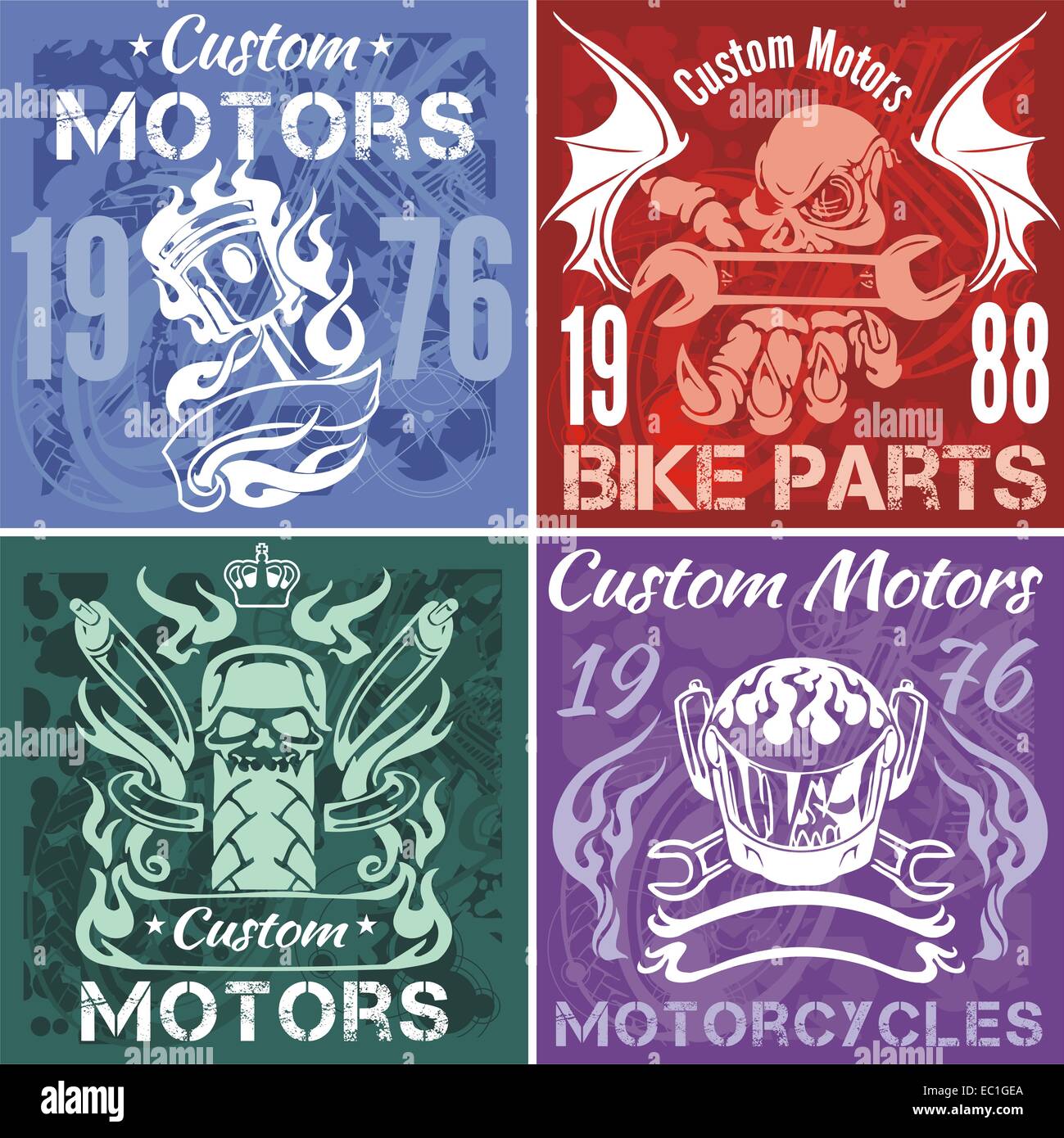 Set of vintage motorcycle labels. stpck illustration Stock Photo - Alamy