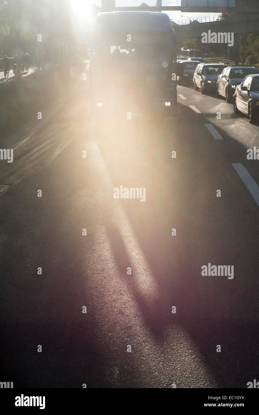 Bus in backlight Stock Photo - Alamy