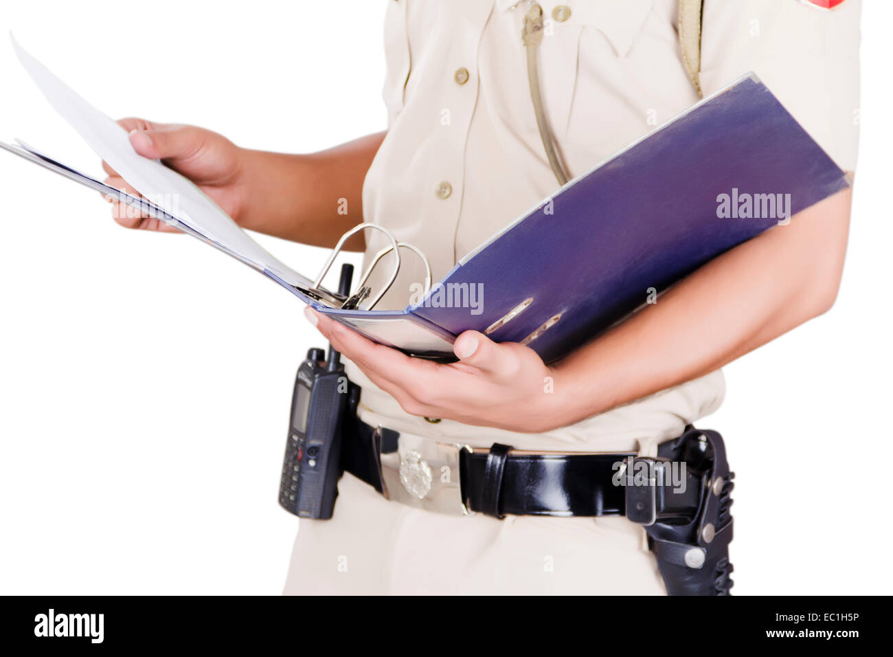 1 Indian Patriotism man Police Constable File Reading Stock Photo - Alamy