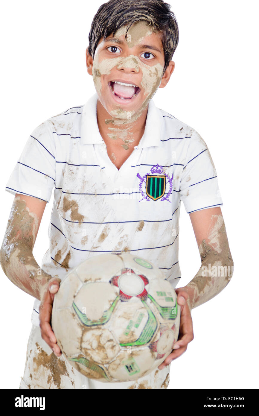1 indan kids boy Shouting Playing Football Stock Photo - Alamy