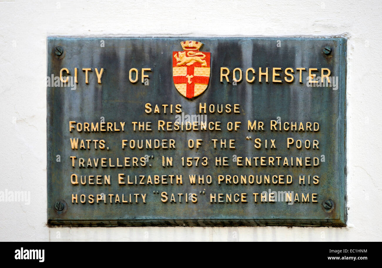 Richard Watts, Satis House plaque; on home of founder of Watt’s Charity ...