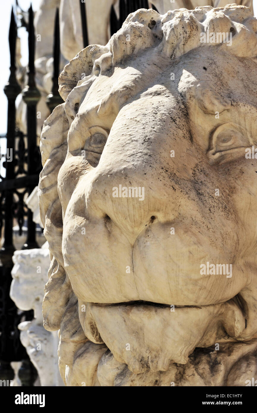 The Piraeus Lion, Venice, close-up of head: one of four lion statues on ...