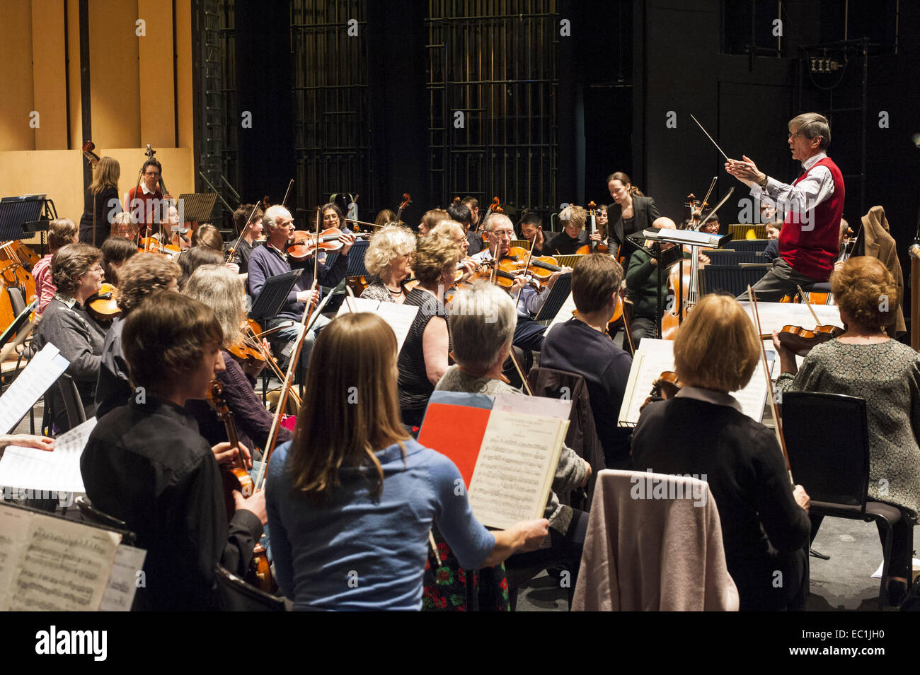 Youth and professional orchestra; Bedfordhire Youth Orchestra players ...