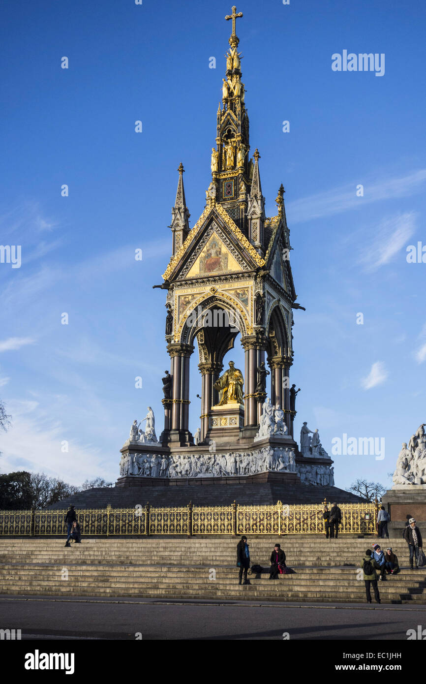 The Albert Memorial,Kensington Gardens, London, England, directly to the north of the Royal ...